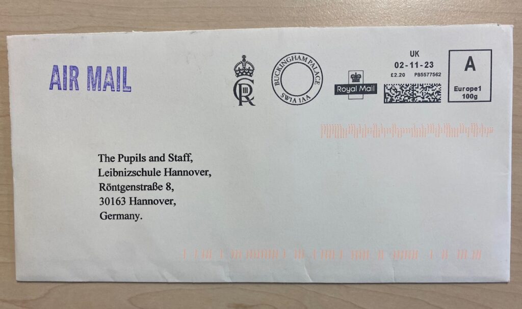 7c erhält königliche Post aus England – Leibnizschule Hannover